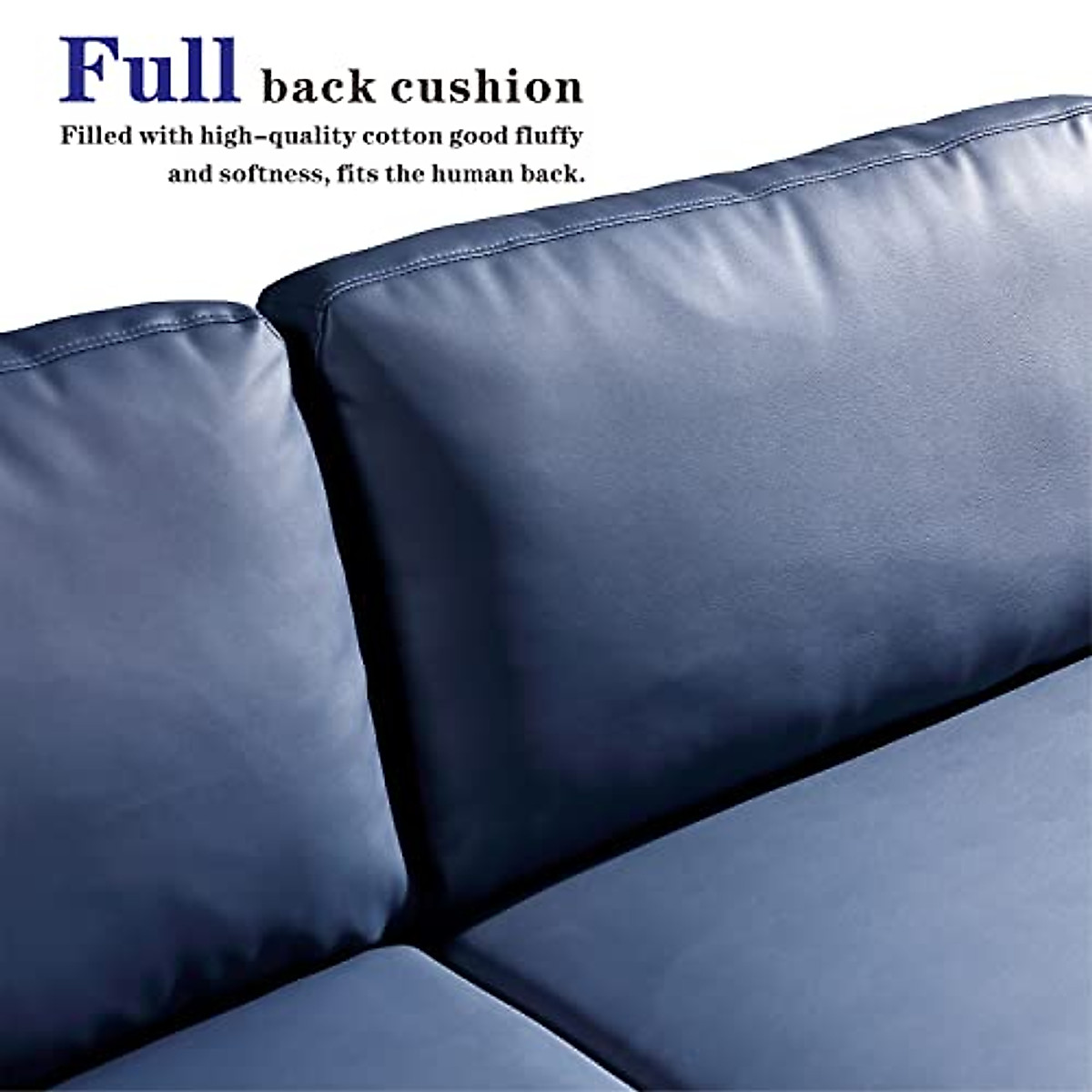 ovios 100" L-Shaped Sectional Sofa with Reversible Chaise, Luxury Deep Seat Couch with Convertible Chaise, Minimalism Cloud Sofas Couches for Living Room, Faux Leather, Blue