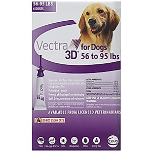 VECTRA 3D Purple for Dogs 56-95 Lbs - 6 Doses