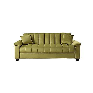 Legend Furniture Convertible Comfortable Sleeper Velvet Sofa Couch with Storage for for Living Room Bedroom Sofabed, 83'', Green