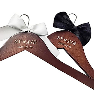 Personalized Bridal Wedding Hanger, Custom Bride Dress Hanger Groom Hangers Wooden Engraved Hanger Name Hangers Wedding Party Gift