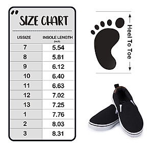 K KomForme Kids Shoes Toddlers Canvas Sneakers Slip on Walking Tennis Shoes for Boys Girls(Toddler/Little Kids/Big Kids) Black