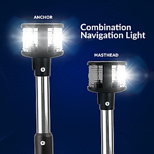 Five Oceans Anchor Light, Combination Masthead and All-Around Lights, Fold Down, LED Boat Navigation Lights, 12V DC, USCG 2NM Rule, 10.5" Fixed Mount, for Sailboats and Powerboats - FO4595