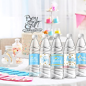 39 Pieces Baby Shower Water Bottle Labels Shower Water Bottle Stickers Wrappers Waterproof Baby Shower Labels for Baby Shower Party Decoration (Blue Boy Style)