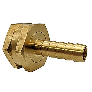 GRIDTECH Brass Garden Hose Adapter Swivel Fitting, 3/8” Barb and 3/4” GHT Female Connector, Heavy-Duty High-Pressure Support, Rust and Corrosion Resistant