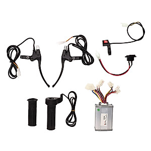 VGEBY Electric Bike Controller Throttle Grips Kit, 24V 800W E Bike Brush Motor Controller Kit with Brake Handle Switch and Charging Port for Electric Scooter Tricycles