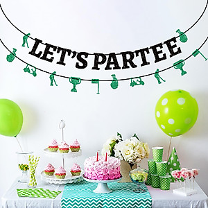 Golf Birthday Banner Let's Partee Golf Themed Party Decorations Golf Party Supplies for Lets Partee Banner Golf Happy Birthday Party Adults Kids Baby Shower Hanging Swril Decor