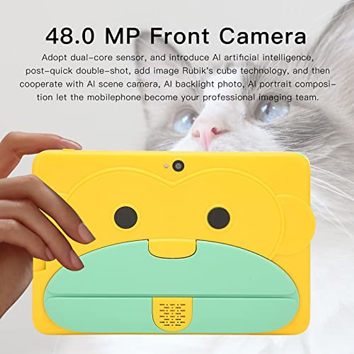 Kids Tablet, Toddler Tablet Single Speaker 8 Cores CPU Dual Camera 100240V with Stand for Baby (US Plug)