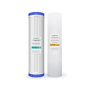 (2 Pack) BB GAC Carbon & Melt-Blown Polypropylene Sediment 4.5" x 20" Whole House Cartridges Filters compatible with 20" BB Whole House water filtration systems.