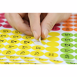 Garage Sale Price Stickers Pack of 4060 3/4" Round Bright Colors Label Stickers (with Price)