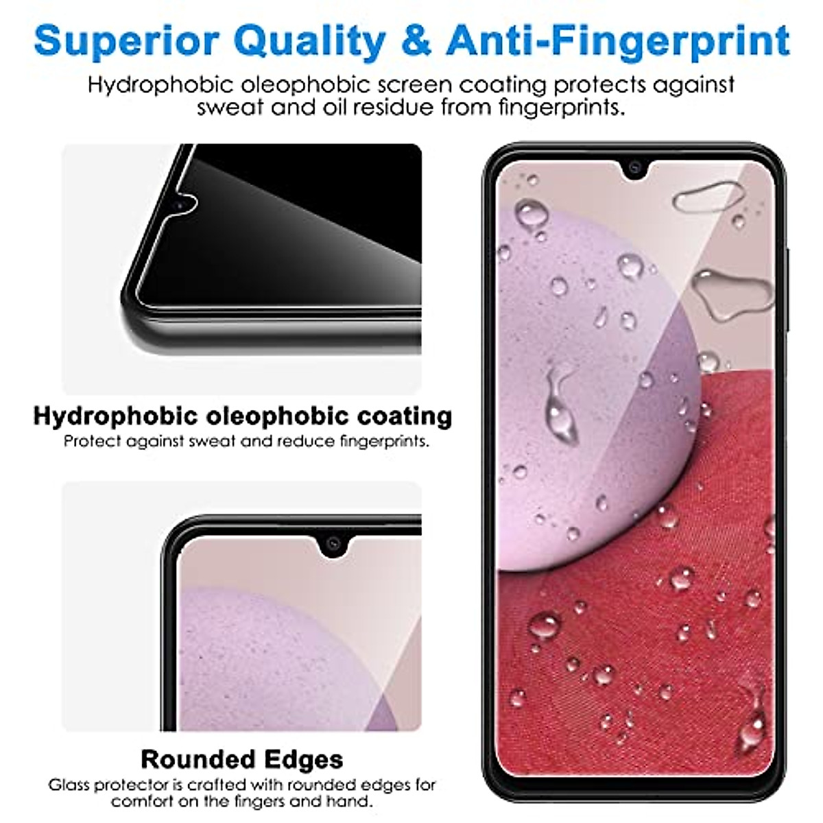 LYWHL [3 Pack for Samsung Galaxy A14 5G Screen Protector, Tempered Glass HD Clear 9H Hardness Protector Film for Galaxy A14, Anti Scratch Bubble Free Easy Installation Case Friendly - Transparent