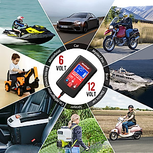 2-Pack Smart Fully Automatic 6V 12V Battery Charger Maintainer for Car, Marine, Motorcycle, Lawn Mower