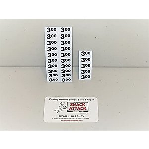 (25) Snack Vending Machine $3.00 / $3.25 Price Labels