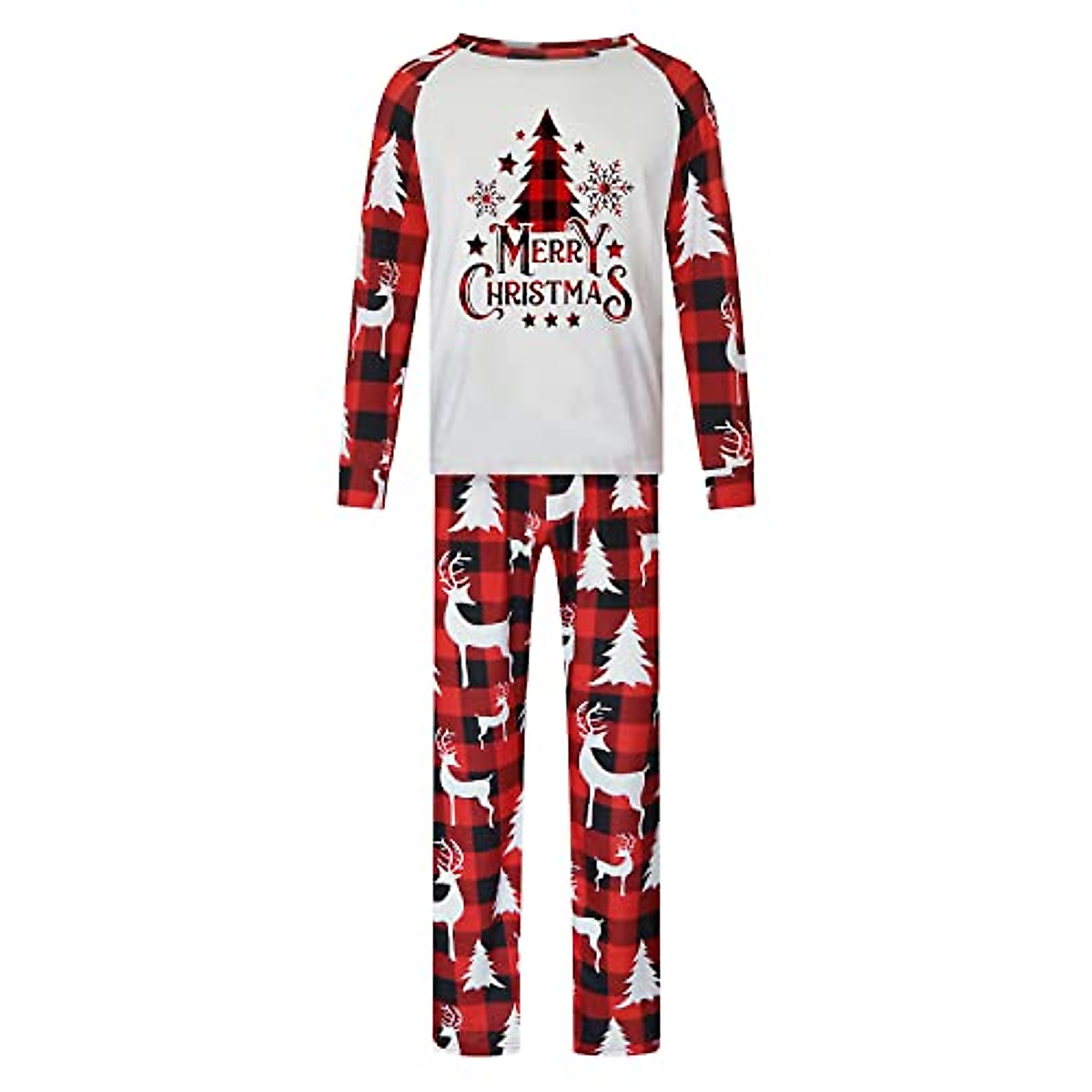 Matching Family Christmas Pajamas 2023 Christmas Pajamas for Family Plus Size Family Christmas Pajamas Red Plaid Family Christmas Pjs Matching Sets Funny Elk Reindeer Matching Christmas Pjs for Family
