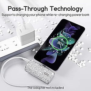 iWALK USB C Portable Charger 4500mAh Ultra-Compact Shiny Small Power Bank Compatible with Samsung Galaxy Z Flip4/3,S23,S21,S20,S10,S9,S8,Note 21/20/10/9/8,LG V35/G8/7,Google Pixel 6 Pro/4,Silver