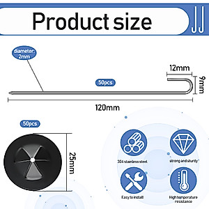 Solar Panel Guard Clips Animal Guard Fastener Clips Solar Panel Animal Guard Roll Kit Stainless Steel Fastener Clips for Solar Panel Bird Wire Pigeon Fence (50 Packs, 25 mm)