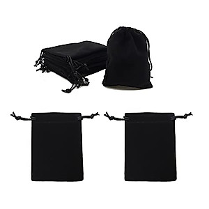 HOSL 100 Pieces 3" x 4" Black Velvet Cloth Jewelry Pouch Jewelry Drawstring Bag Necklace Bracelet Earrings Bag Party Favor Bag Goodies Bag Candy Bag Gift Bag Watch bag Wedding Festival Baby Show Bag