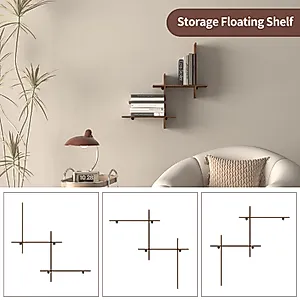 Serwrsw Engineered Wood DIY Floating Book Shelves for Wall, MDF Wooden Wall Mounted Hanging Bookshelves Decor, Tabletop or Wall Shelves for Bedroom Kids Nursery Room, Brown