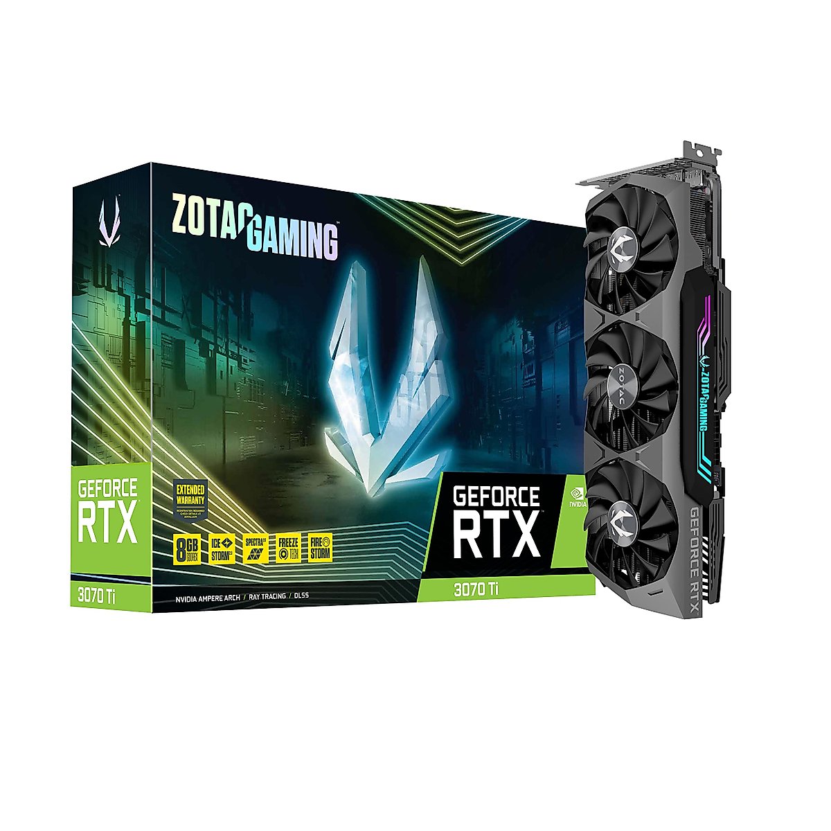 ZOTAC Gaming GeForce RTX™ 3070 Ti 8GB GDDR6X 256-bit 19 Gbps PCIE 4.0 Gaming Graphics Card, IceStorm 2.0 Advanced Cooling, Spectra 2.0 RGB Lighting, ZT-A30710Q-10P
