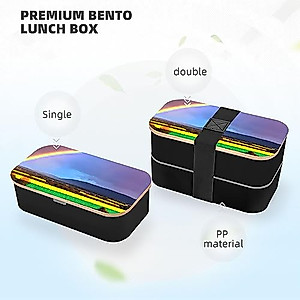 Evening Rainbow Adult Lunch Box, Bento Box, With Cutlery Set Of 3, 2 Compartments, Rectangular, Lunch Box For Adults