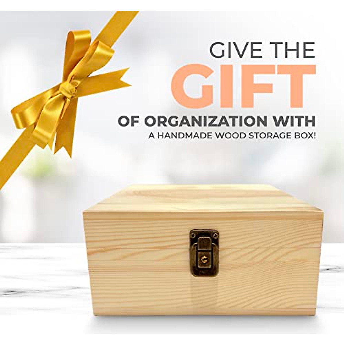 Swag Gear Wooden Keepsake Box with Lock and Storage Compartments Locking Wood boxes for Keepsakes Jewelry Knick Knacks Art Supplies (Natural)