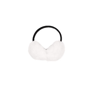 surell - Faux Rex Rabbit Fur Earmuff with Black Adjustable Pleather Band - Soft Fuzzy Headwarmer - Fashion Accessory - Stylish Comfort Headwear (White)