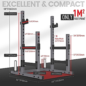 PASYOU Squat Rack for Home Gym with Max Load 1800 lbs for Bumpers and 600 lbs for J Hooks (Model:SR30)