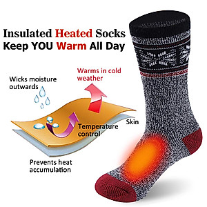 Sunew Thick Thermal Hunting Socks, Womens Winter Warm Heavy Fur Line Boot Skiing Cold Indoor Thick Insulated Heated Crew Slipper Outdoors Fuzzy Hiking Trekking Socks,2 Pack Grey Medium