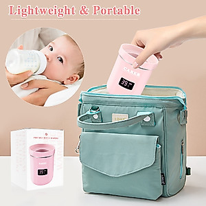 Portable Bottle Warmer Milk Warmers for Breastmilk or Formula, Travel Bottle Warmer Digital Display Thermostat Milk Heater for Baby Milk Perfect Temperature Fast Bottle Warmer Fits Most Bottle Size