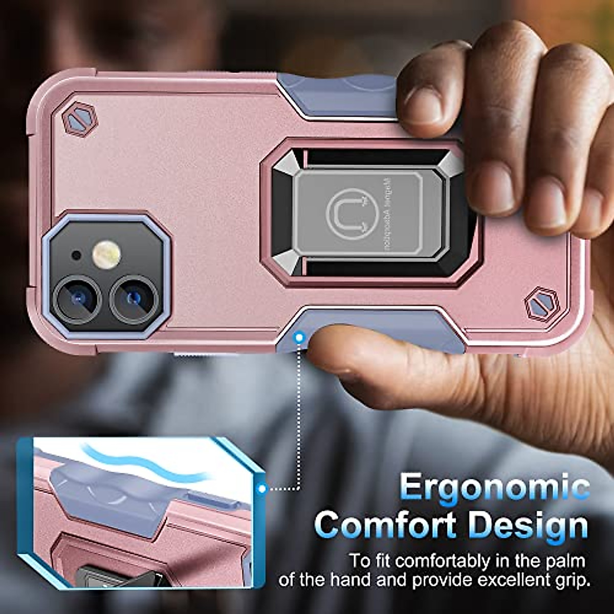 HOOMIL Case for iPhone 11 with Stand, Military-Grade Protection Shockproof Cover - Rose Gold