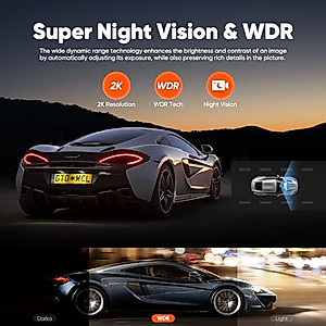 LINGDU D100 Smart Dash Cam Front for Cars, 2.5K Dash Cam with WiFi GPS, Car Camera with 0.96" LCD Display, Voice Control, Night Vision, WDR, Parking Mode, Loop Recording, G-Sensor, 150° Wide Angle