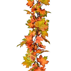 2 Pack Fall Garland Maple Leaf, 6.5Ft/Piece Hanging Vine Garland Artificial Autumn Foliage Garland Thanksgiving Decor for Home Wedding Fireplace Party