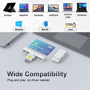CAC Card Reader, DOD Military USB Common Access CAC Card Reader USB CAC Reader Smart Card Reader Compatible with Windows, Mac OS and Linux
