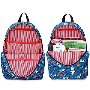 CAMTOP Preschool Backpack for Kids Boys Toddler Backpack Kindergarten School Bookbags (Cute Shark-Navy) Medium