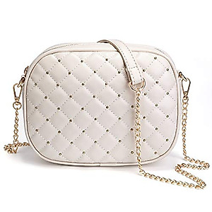 Newshows Women Medium Quilted Crossbody Purse with Metal Chain Strap Heart Zipper, Gift Idea, PU Leather