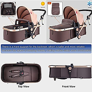 Cynebaby Baby Stroller, Convertible Bassinet Stroller for Newborn Infant Lightweight Pram Strollers with Snack Tray… (Gold)