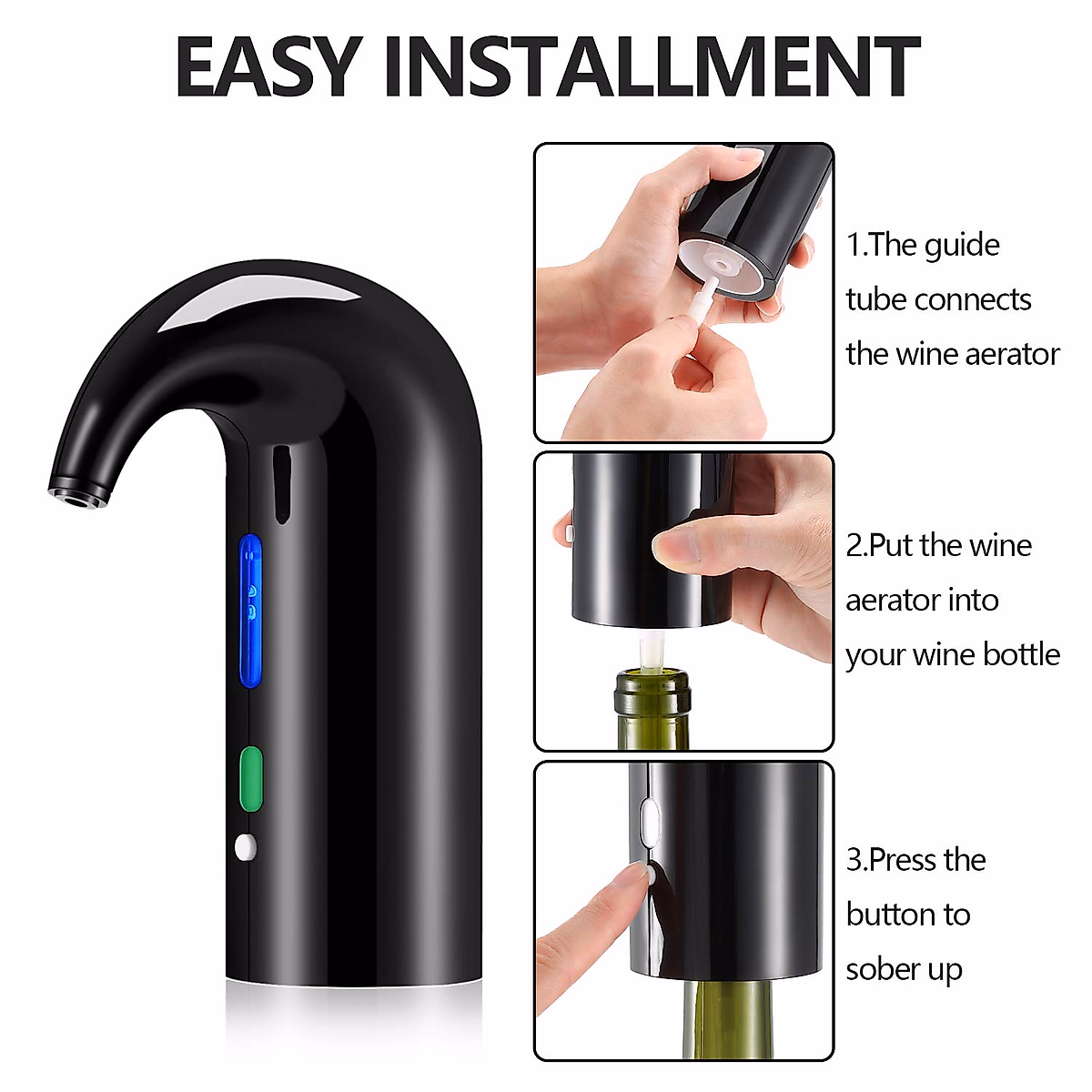 Electric Wine Aerator Gifts Electric Wine Pourer and Wine Dispenser Pump, Multi-Smart Automatic Filter Wine Dispenser with USB Rechargeable for Mother's Day Gifts, Travel, Home and Bar