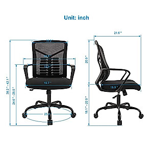 EnjoySeating Home Office Desk Chairs,Ergonomic Mesh Chair with Lumbar Support Adjustable Height Swivel Computer Task Chair