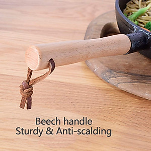 XD Designs Pancake Crepes Frying Pan Cast Iron, Induction, with Beech Handle, Skillet for Steak Pizza, Frying Eggs, for Breakfast,-18cm