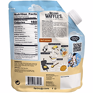 Farin'UP Belgian Waffle Mix with Pearl Sugar, 16oz | Resealable, No Mess Packaging (Pack of 1)