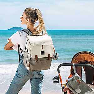 Diaper Bag Backpack with Portable Changing Pad, Pacifier Case and Stroller Straps White