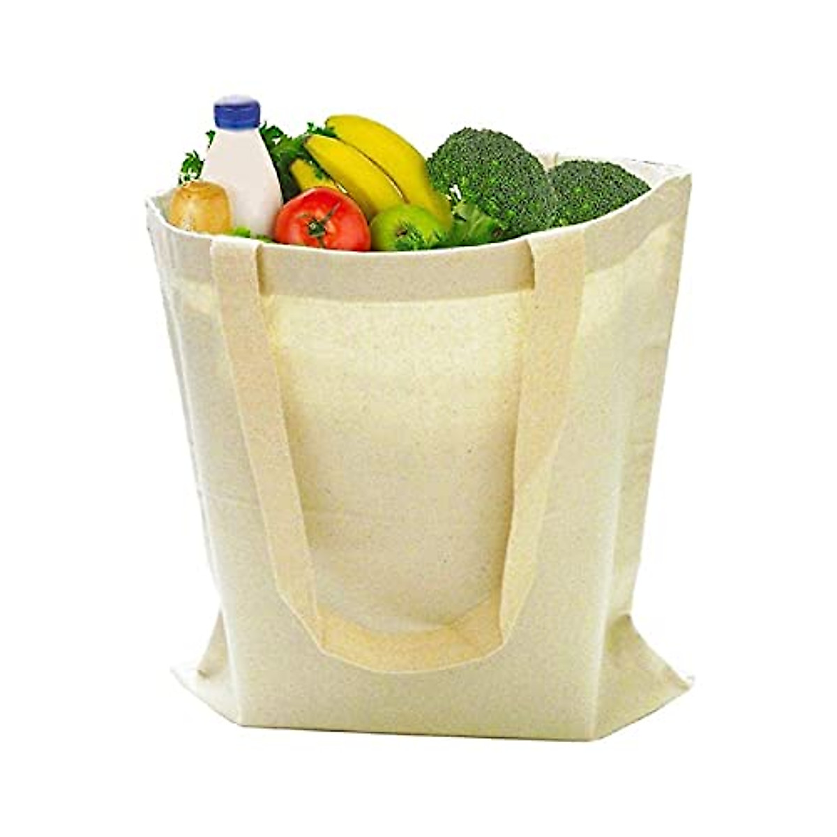 Georgiabags 3 Pack Reusable Canvas Tote Bags, Everyday Grocery Shopping Totes, Natural Color Cotton Bags