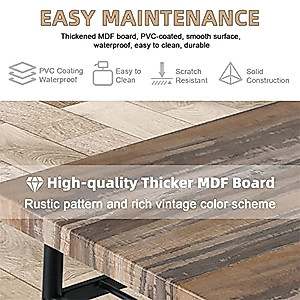 STHOUYN 6 Piece Dining Table Set, Kitchen Table and Chairs for 6, Dining Room Dinner Table Set w/Storage Rack for Home, Apt, 4 Chairs, Bench, Small Space (Retro Brown (6 Piece))