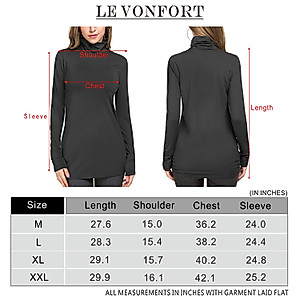LE VONFORT Womens Turtleneck Long Sleeve Shirts Fleece Lined Lightweight Thermal Base Layer Light Purple Medium