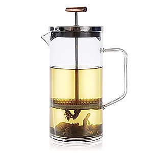 Teabloom Tea Press with Copper Pull Handle and Stainless Steel Filter – Tea Connoisseur's Choice – Pekoe Tea Maker, 34-Ounce
