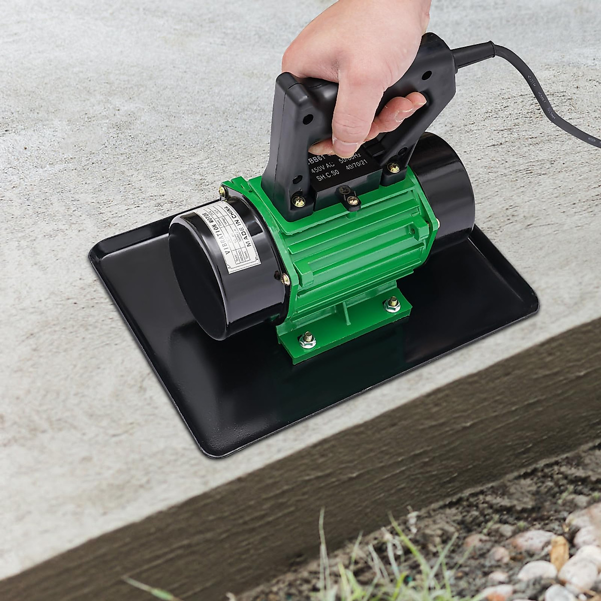 Electric Concrete Vibrator Motor, 110V 370W Portable Cement Vibrating Machine,3500 RPM, 220.46 LBS Vibration Force, Handheld Table Motion Concrete Vibrator Machine for Cement Leveling Works