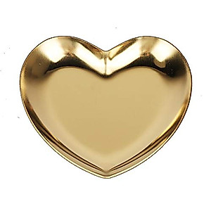 Raguso Stainless Steel Jewelry Display Tray Heart-Shaped Trinket Pallet Fruit Tray for Home Kitchen(Gold)