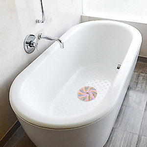 CALATOUR Tub Topper 6 inches Large Flat Suction Cover,Kitchen Sink Stopper,Drain Cover,Shower Drain Cover,Bathtub Drain Cover 2-Pack (Cute Colorful)