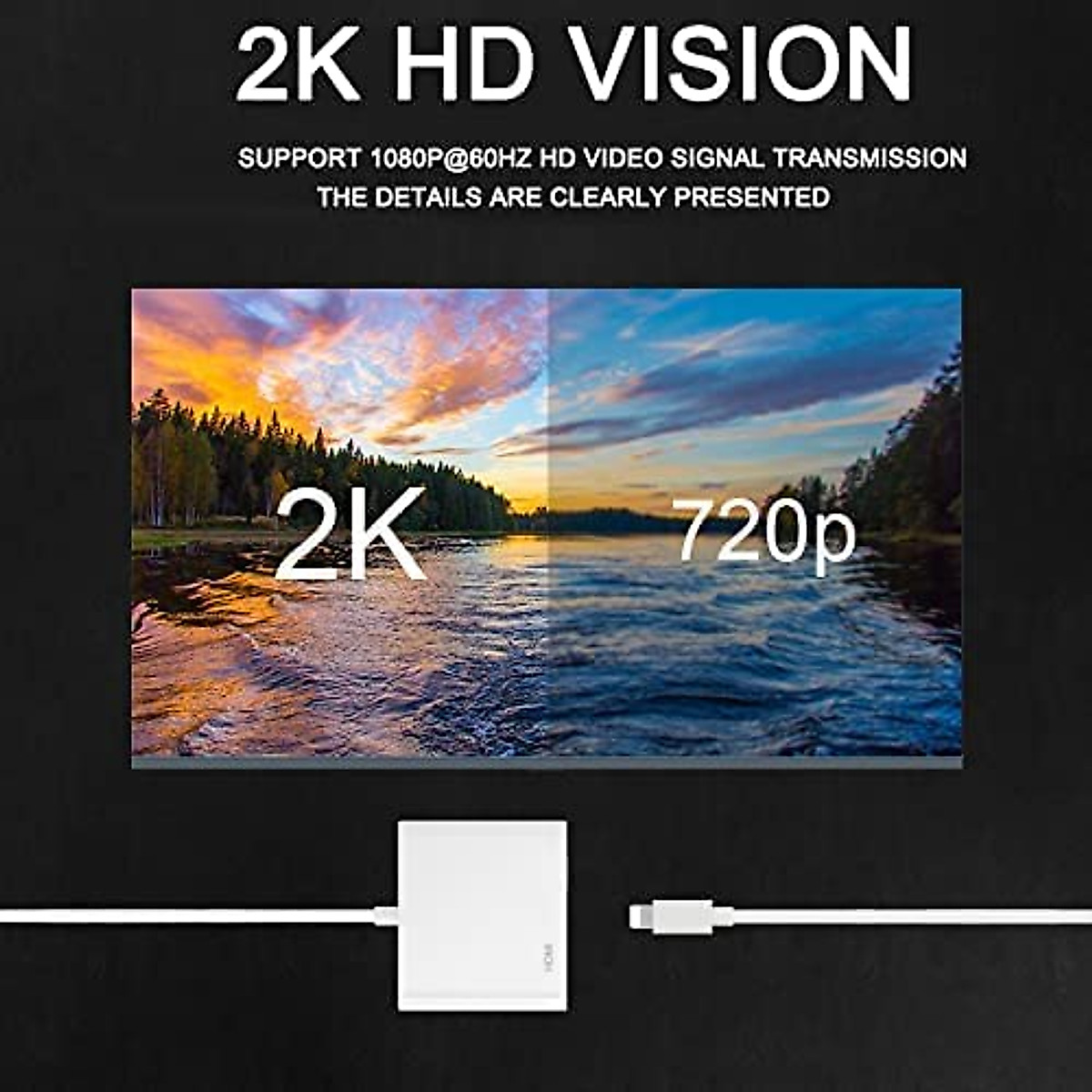 Apple MFi Certified Lightning to HDMI Digital AV Adapter 1080P HD Video HDMI Sync Screen Connector Cable with Charging Port Compatible with iPhone 12/11/ X/ 8/7/ iPad on HDTV/Projector/Monitor