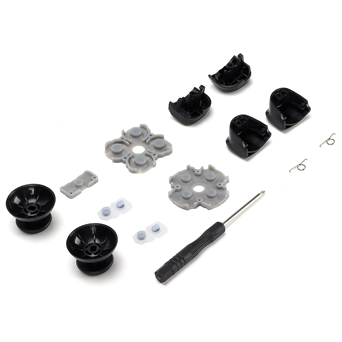 PS5 Controller Replacement Parts Kit for PS5 Handle Conductive Rubber Pad Rocker + 3D Plastic Cap + L12 Replacement Buttons Set Repair Kit