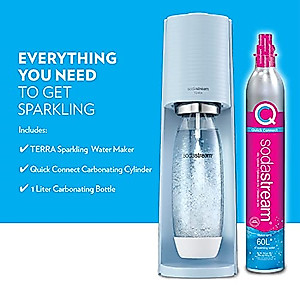 SodaStream Terra Sparkling Water Maker (Misty Blue) with CO2, DWS Bottle and Bubly Drop